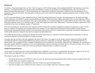 Needs Assessment Memo for Modifying the Admissions Approach at NYC ...