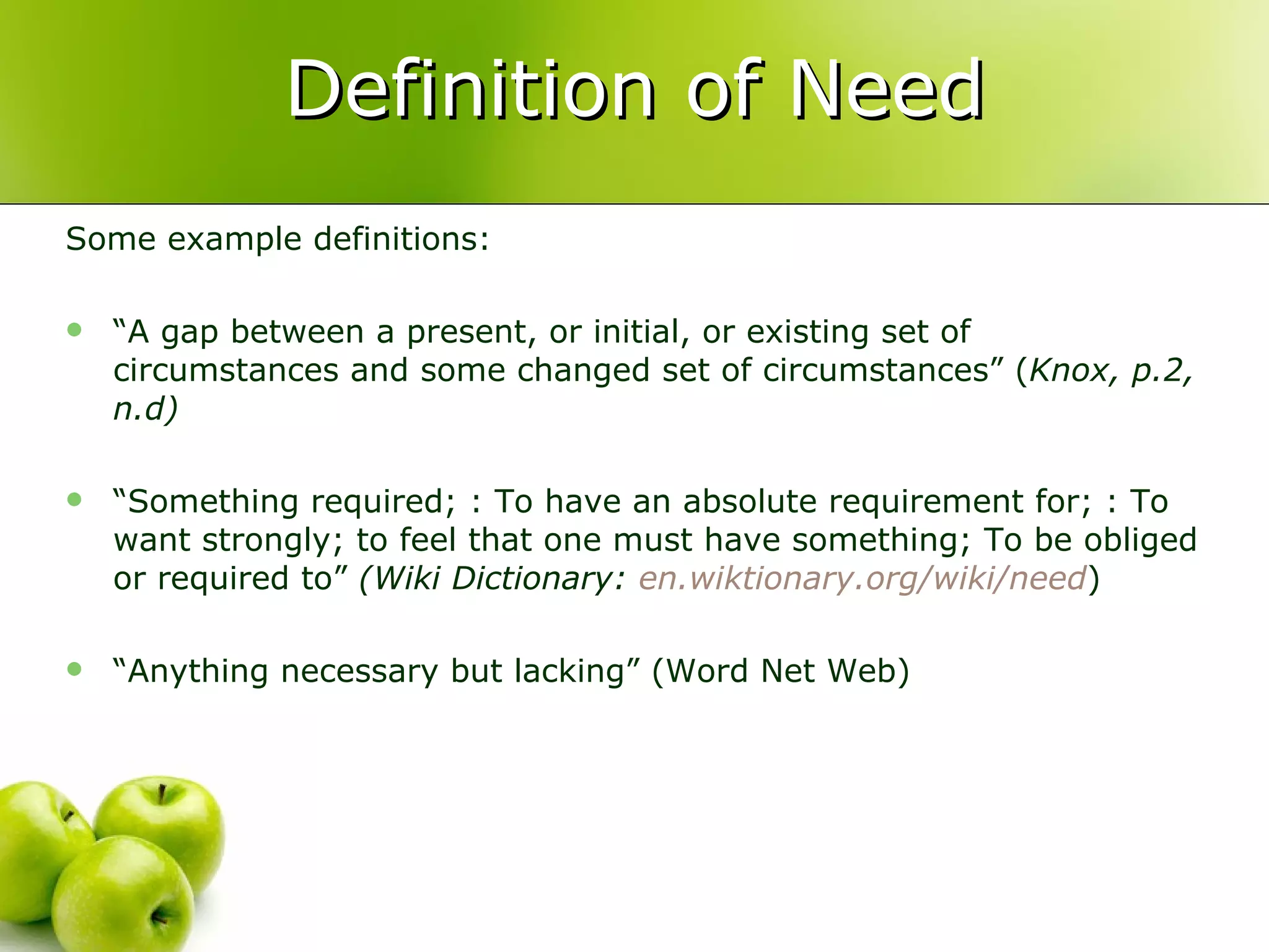 Needs assessments in program development | PPT