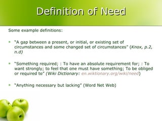 Needs assessments in program development | PPT