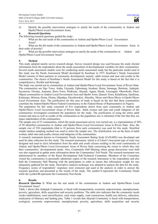 Needs assessment survey of communities in andoni and opobo nkoro local ...