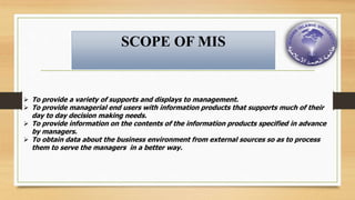 Needs for mis | PPT