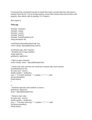 Need to be done in C Please Sorted number list implementation with.pdf