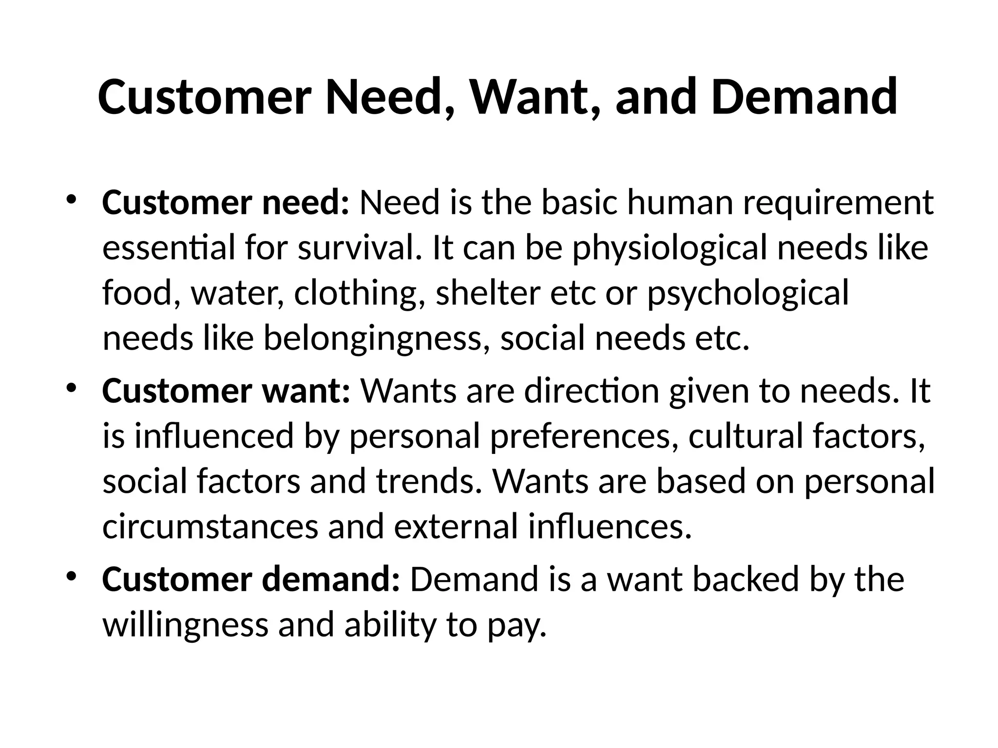 Need, Want and Demand meaning and example | PPTX
