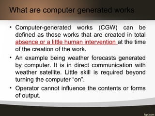 Computer generated works and copyright protection | PPT