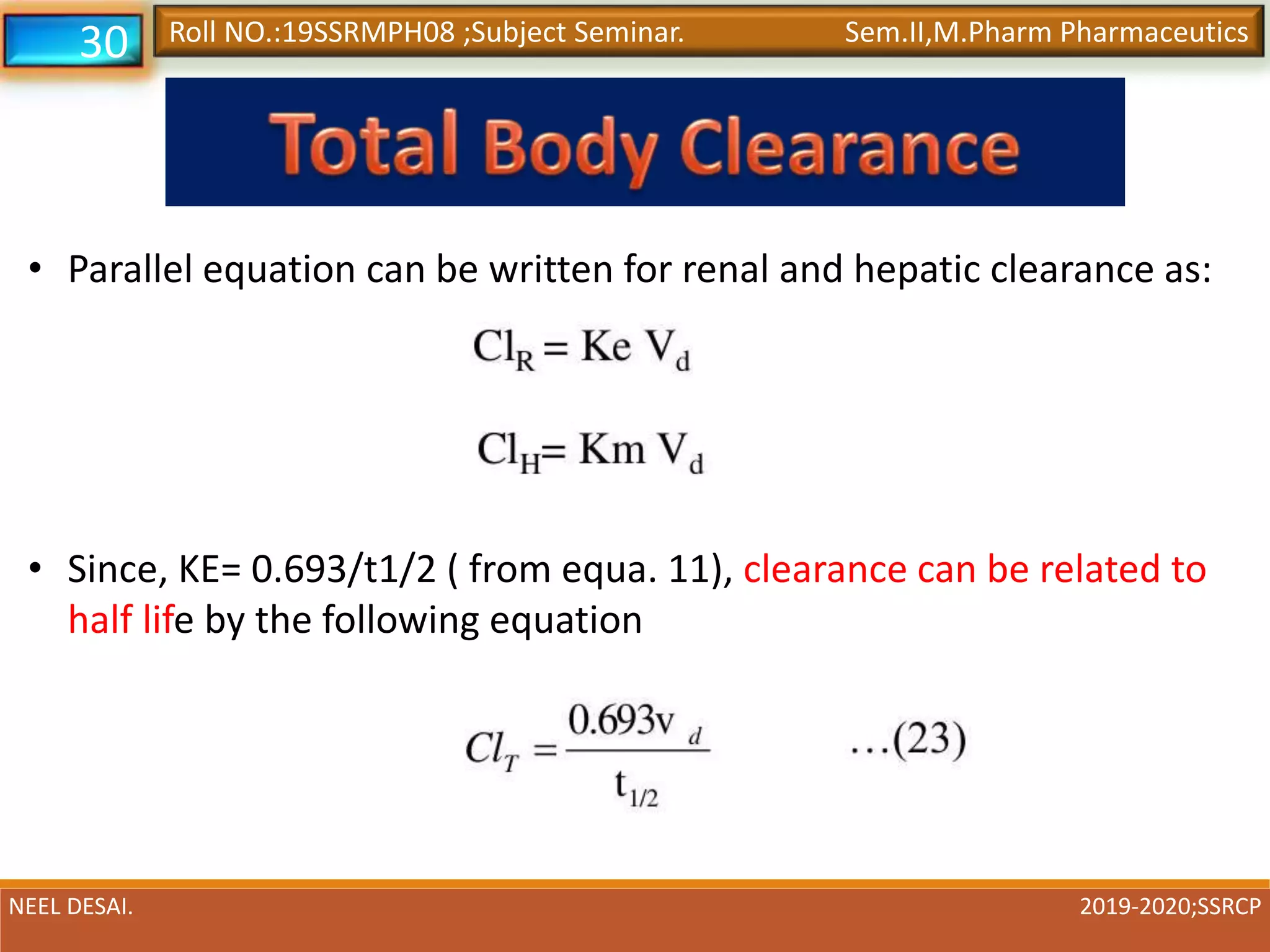 Neel desai (one compartment iv bolus parmacokinetic model) | PPTX