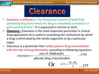 Neel desai (one compartment iv bolus parmacokinetic model) | PPTX