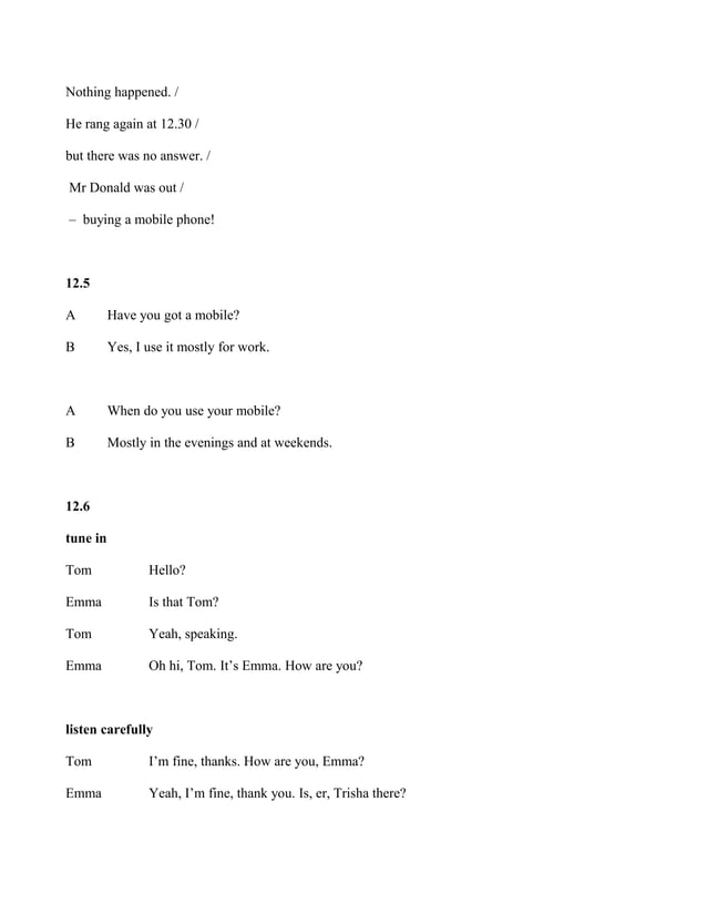 Natural English Elementary Scripts Unit 12 | PDF