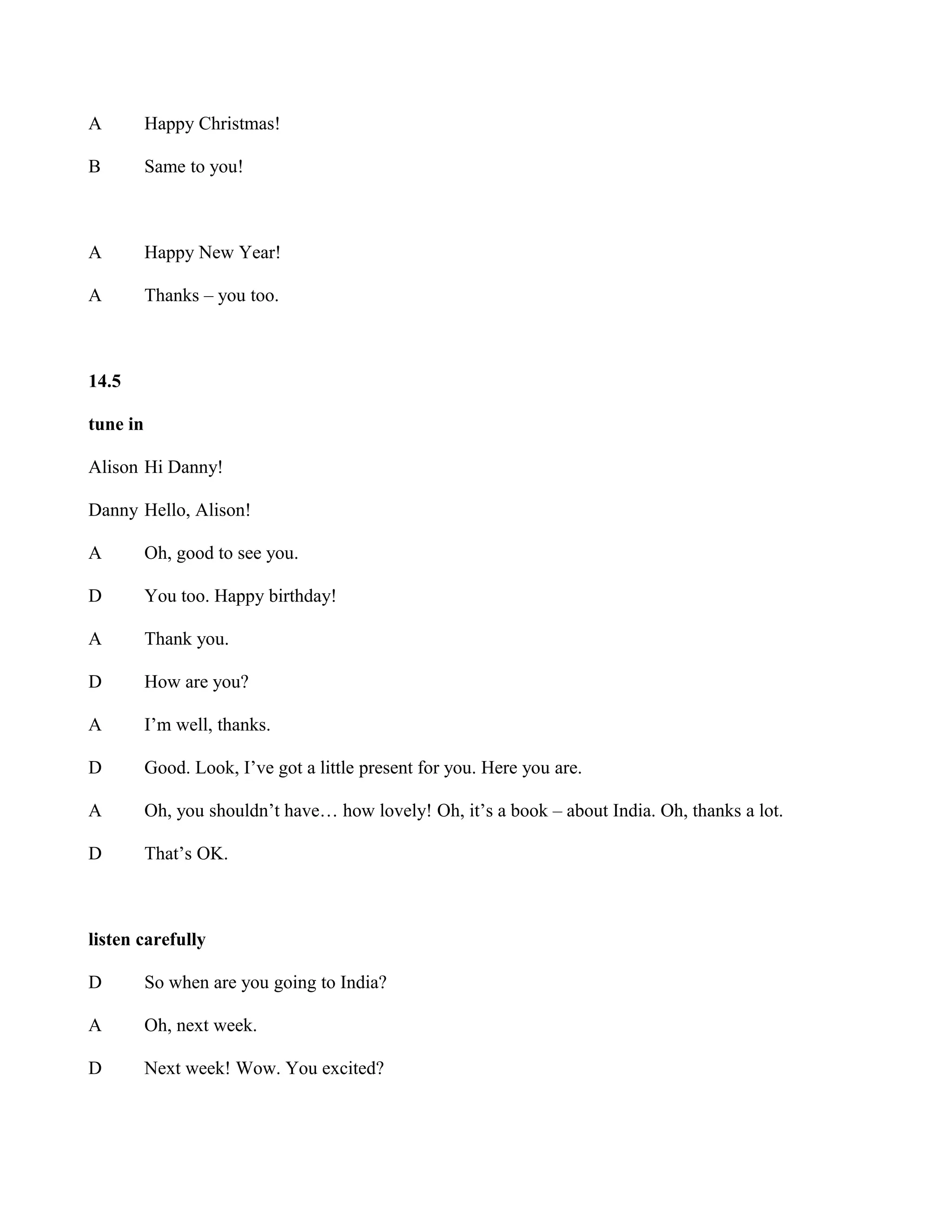 Natural English Elementary Scripts Unit 14 | DOC