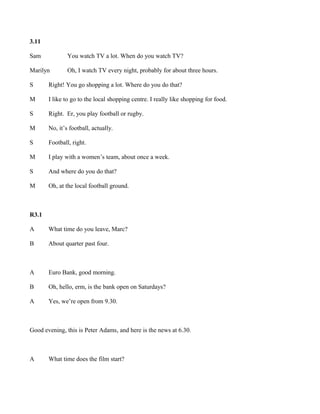 Natural English Elementary Scripts Unit 3 | DOC