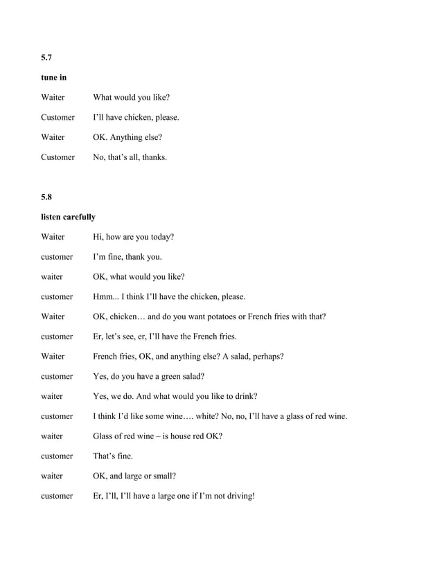 Natural English Elementary Scripts Unit 5 | PDF