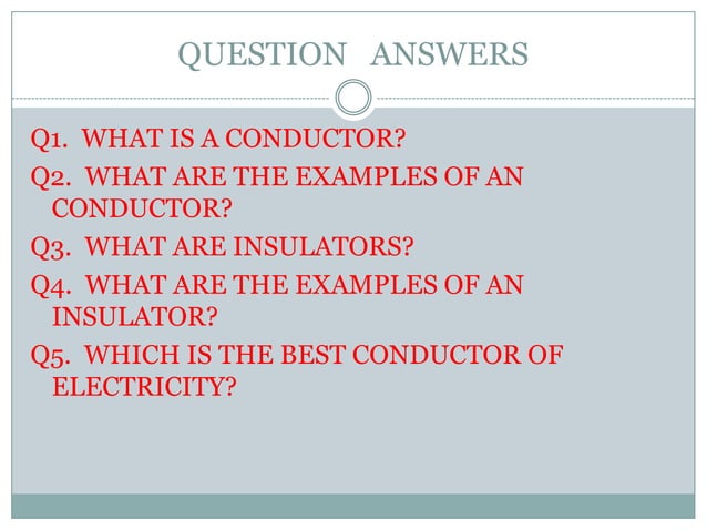 Conductors and Insulators-quiz | PPTX | Science