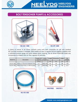 Neelyog ENGINEERS Hydraulic Bolt Tensioner cat 2018 hbt 1 | PDF