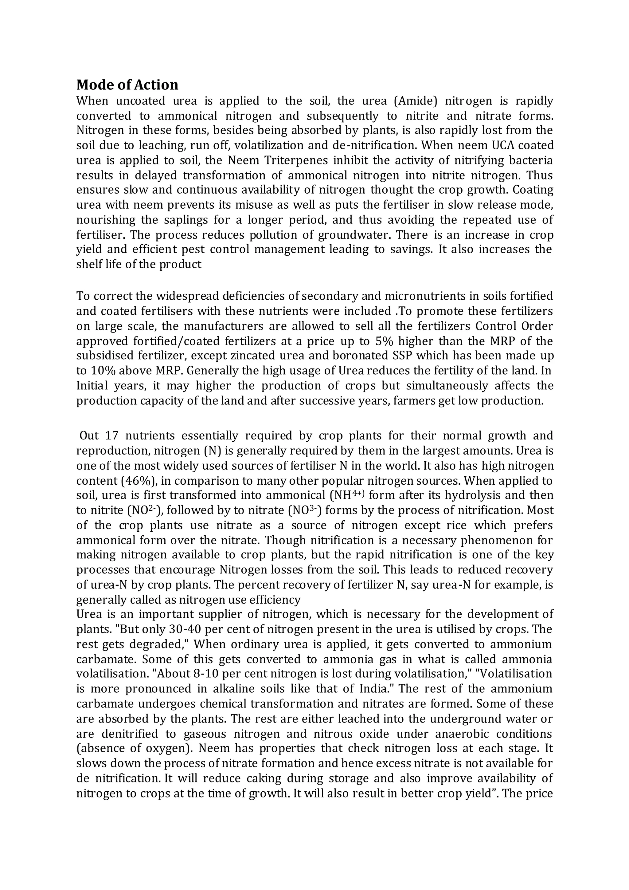 Neem coated urea an eco friendly approaches | PDF