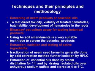 Neem Products in nemas mgt by Vikas Bamel (2012) | PPT