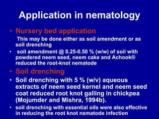 Neem Products in nemas mgt by Vikas Bamel (2012) | PPT