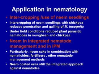 Neem Products in nemas mgt by Vikas Bamel (2012) | PPT