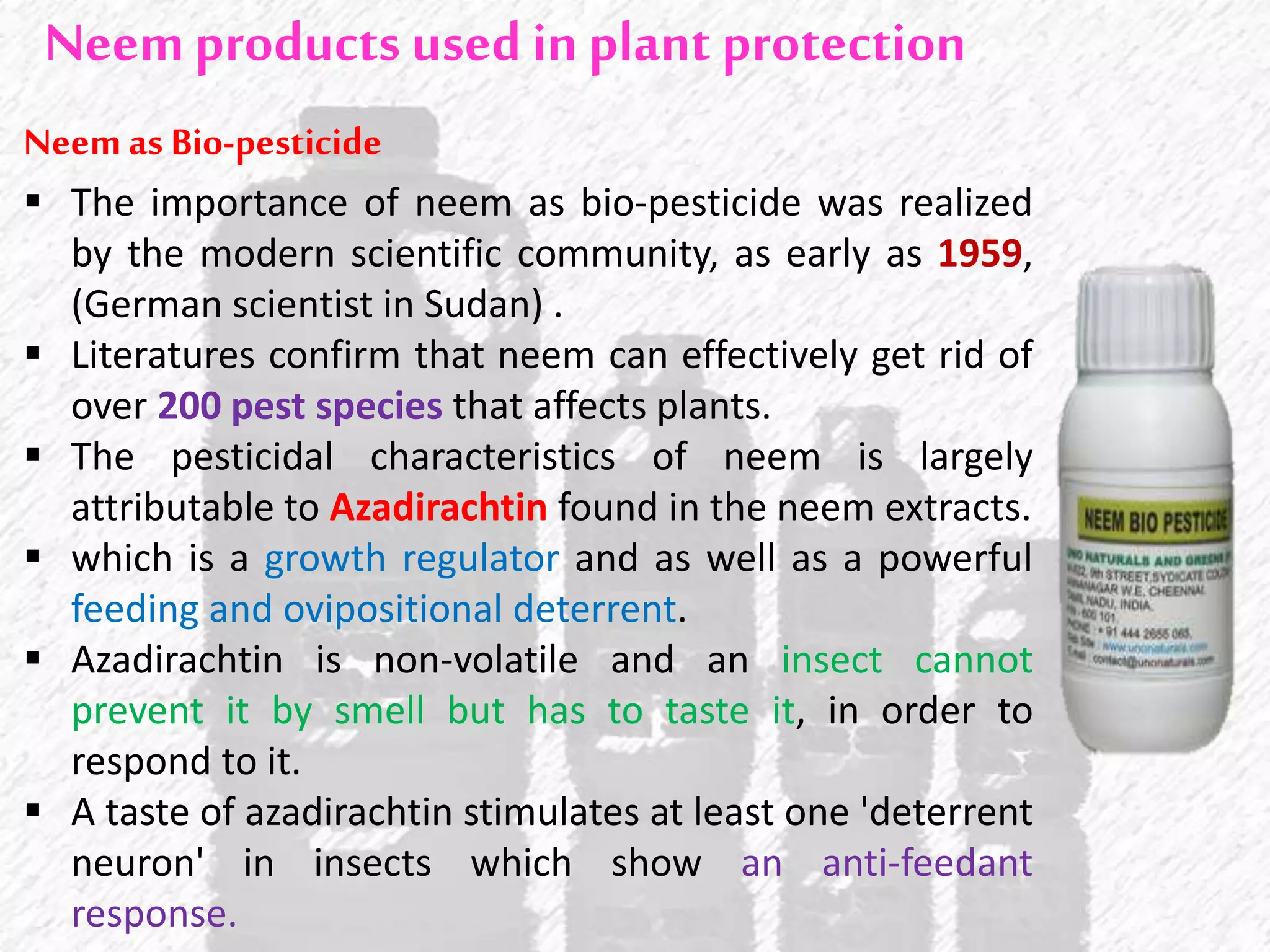 Neem products used in plant protection | PPTX