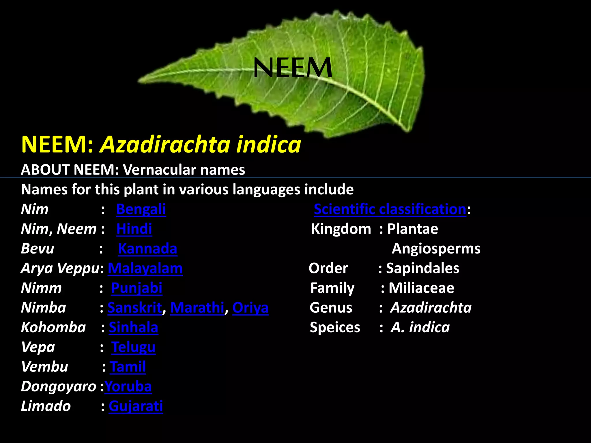 Neem products used in plant protection | PPTX