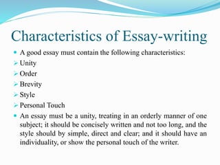Essay Writing Skills Ppt