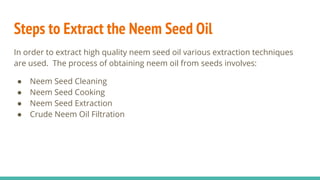 Neem seed oil extraction plant manufacturer | PPT