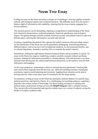 Neem Tree Essay. Northeastern University | PDF