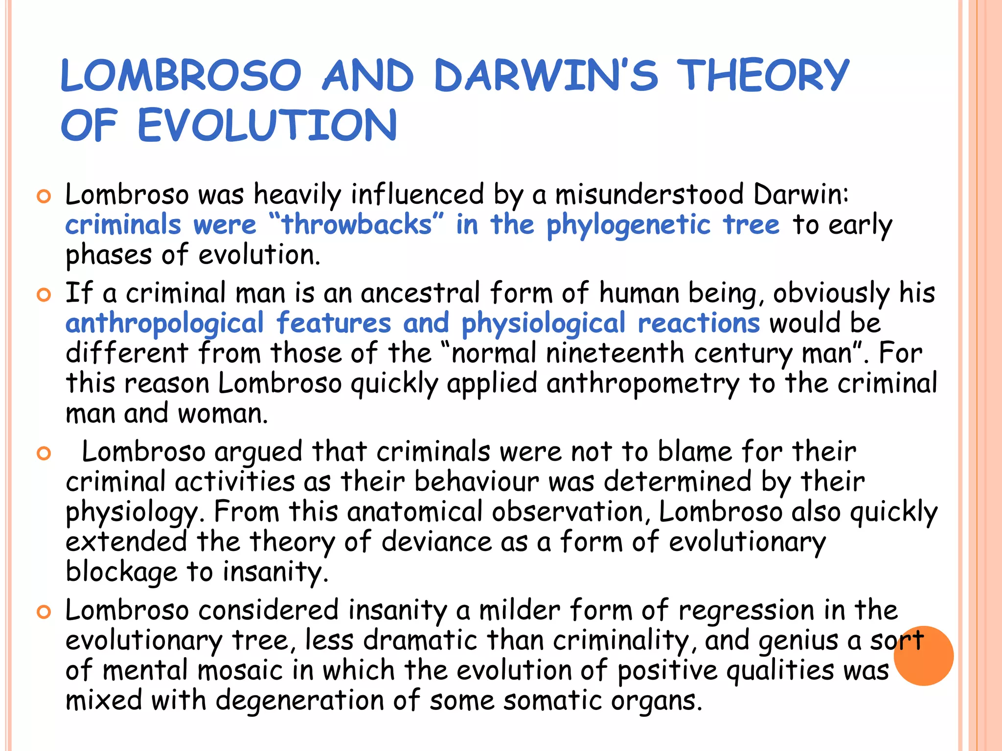Lombrosian Theory of crime causation | PPTX