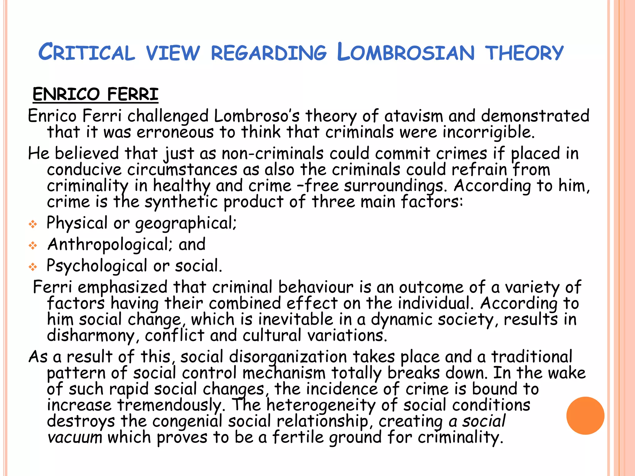 Lombrosian Theory of crime causation | PPTX