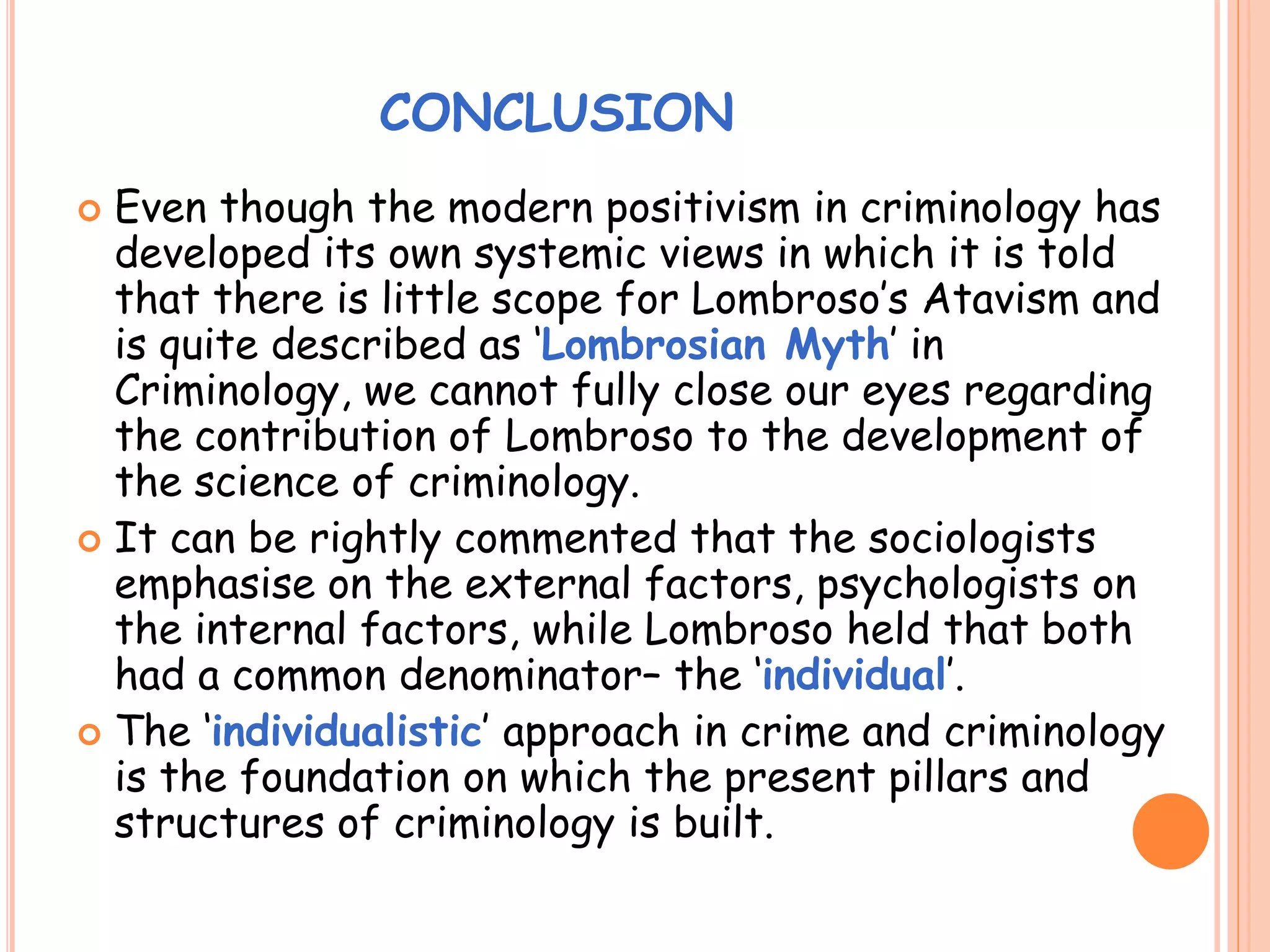 Lombrosian Theory of crime causation | PPTX