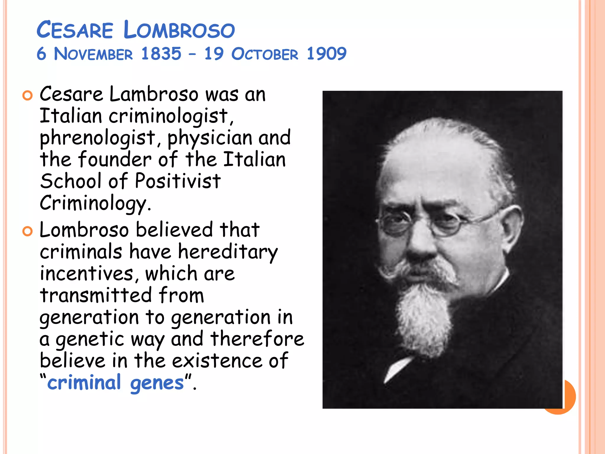 Lombrosian Theory of crime causation | PPTX