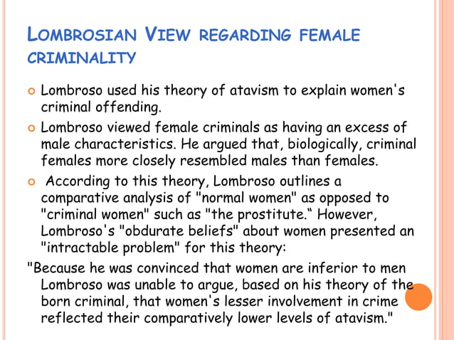 Lombrosian Theory of crime causation | PPTX | Crime & Harmful Acts to Individuals, Society ...