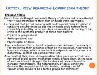 Lombrosian Theory of crime causation | PPTX