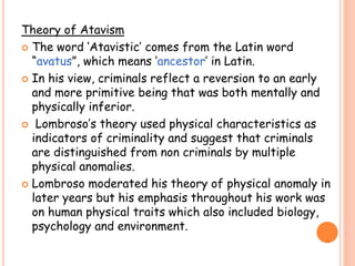Lombrosian Theory of crime causation | PPTX