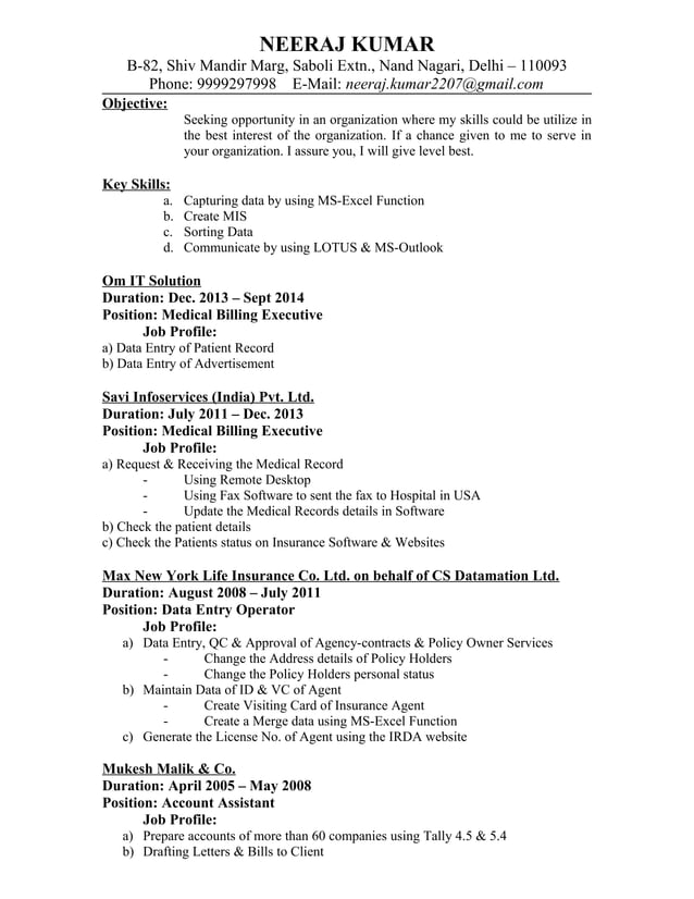 Neeraj kumar resume | DOC | Technology & Computing