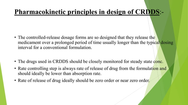 computatin of desired release rate and dose for CRDDS pharmokinetics ...