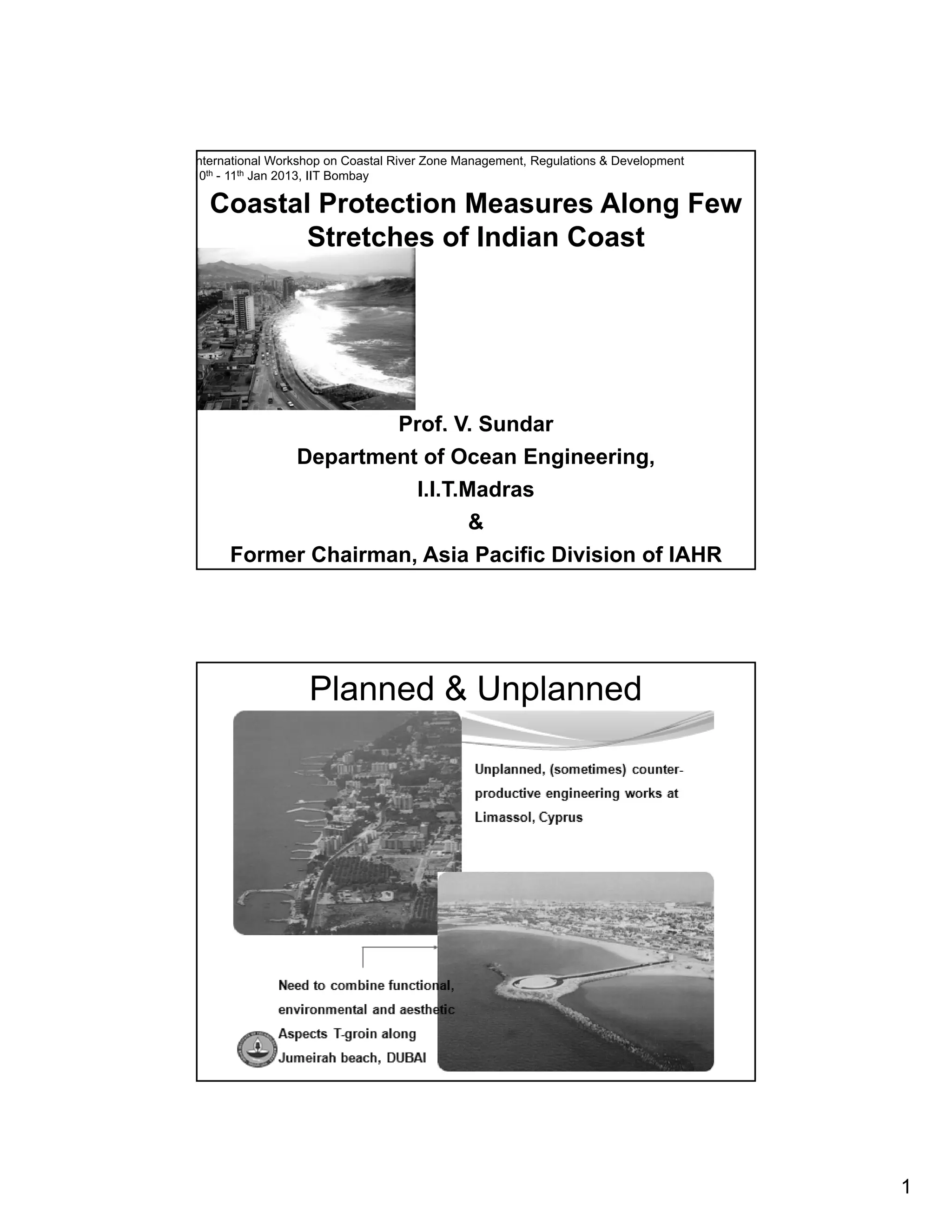 Coastal Protection Measures Along few stretches of Indian Coast. by-V ...