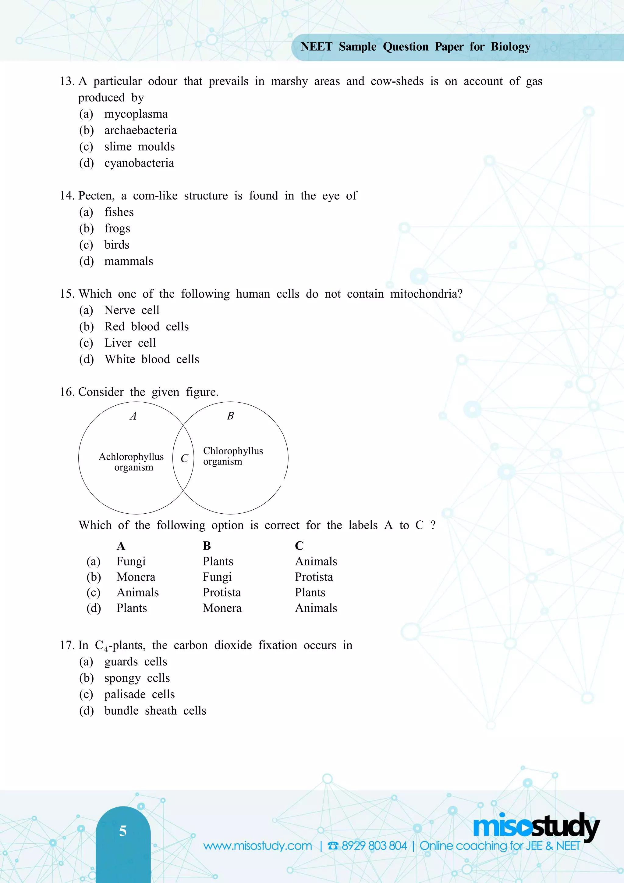 Neet 2018 Biology Sample Question Paper | PDF | Biological Sciences ...