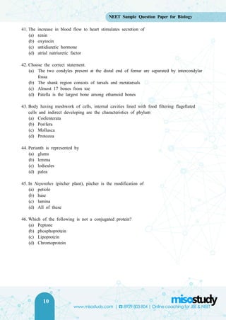 Neet 2018 Biology Sample Question Paper | PDF | Biological Sciences ...