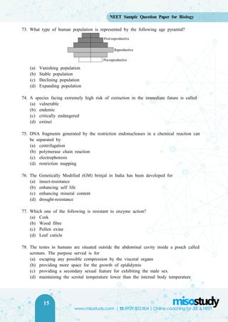 Neet 2018 Biology Sample Question Paper | PDF | Biological Sciences ...