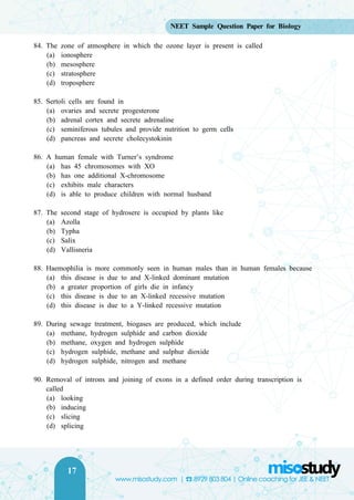 Neet 2018 Biology Sample Question Paper | PDF | Biological Sciences ...