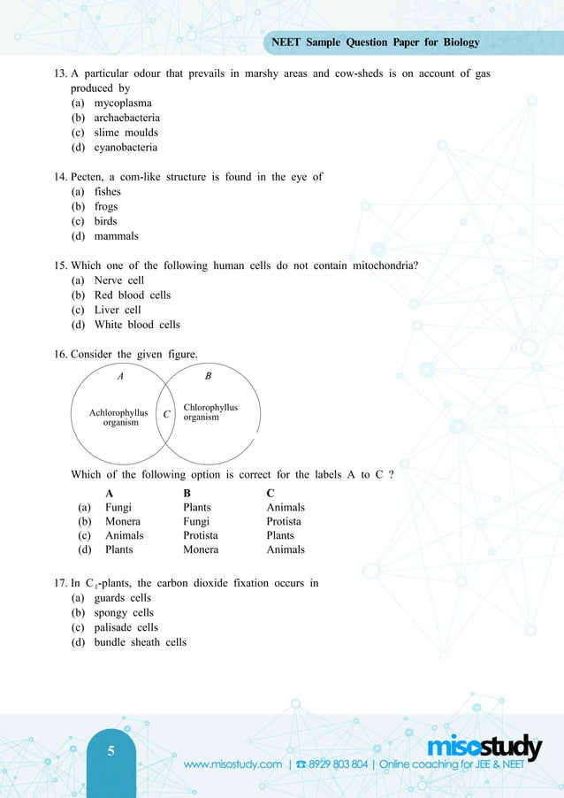Neet 2018 Biology Sample Question Paper | PDF | Biological Sciences ...