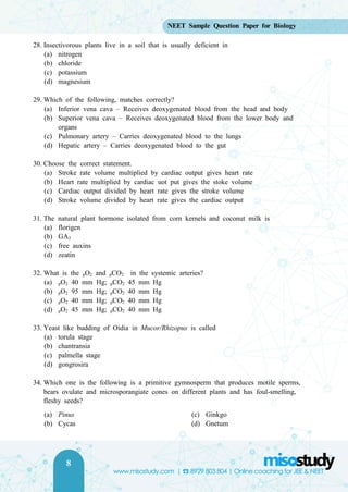 Neet 2018 Biology Sample Question Paper | PDF | Biological Sciences ...