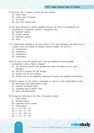 Neet 2018 Biology Sample Question Paper | PDF | Biological Sciences ...