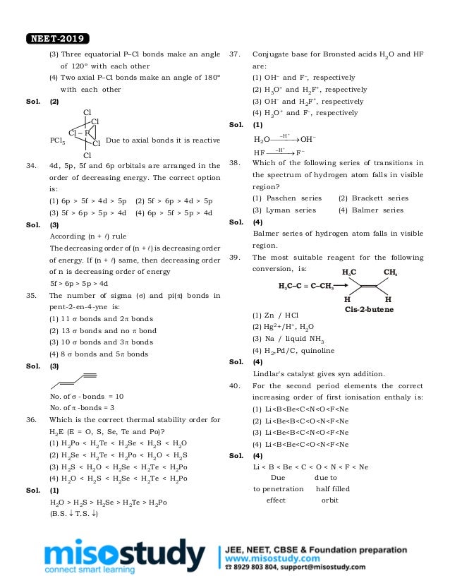 NEET 2019 Question Paper Answer Key Solutions NEET 2019 Question Paper Answer Key Solutions
