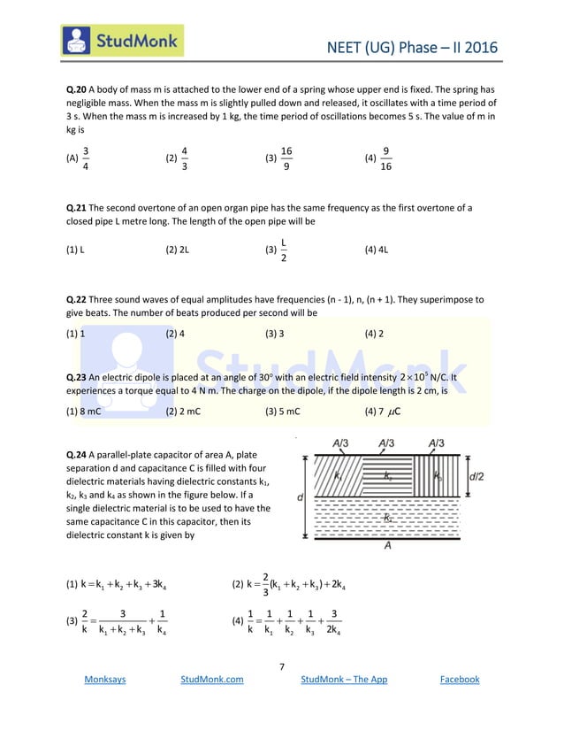 NEET Previous Year Question Paper | NEET 2016 Phase 2 | PDF