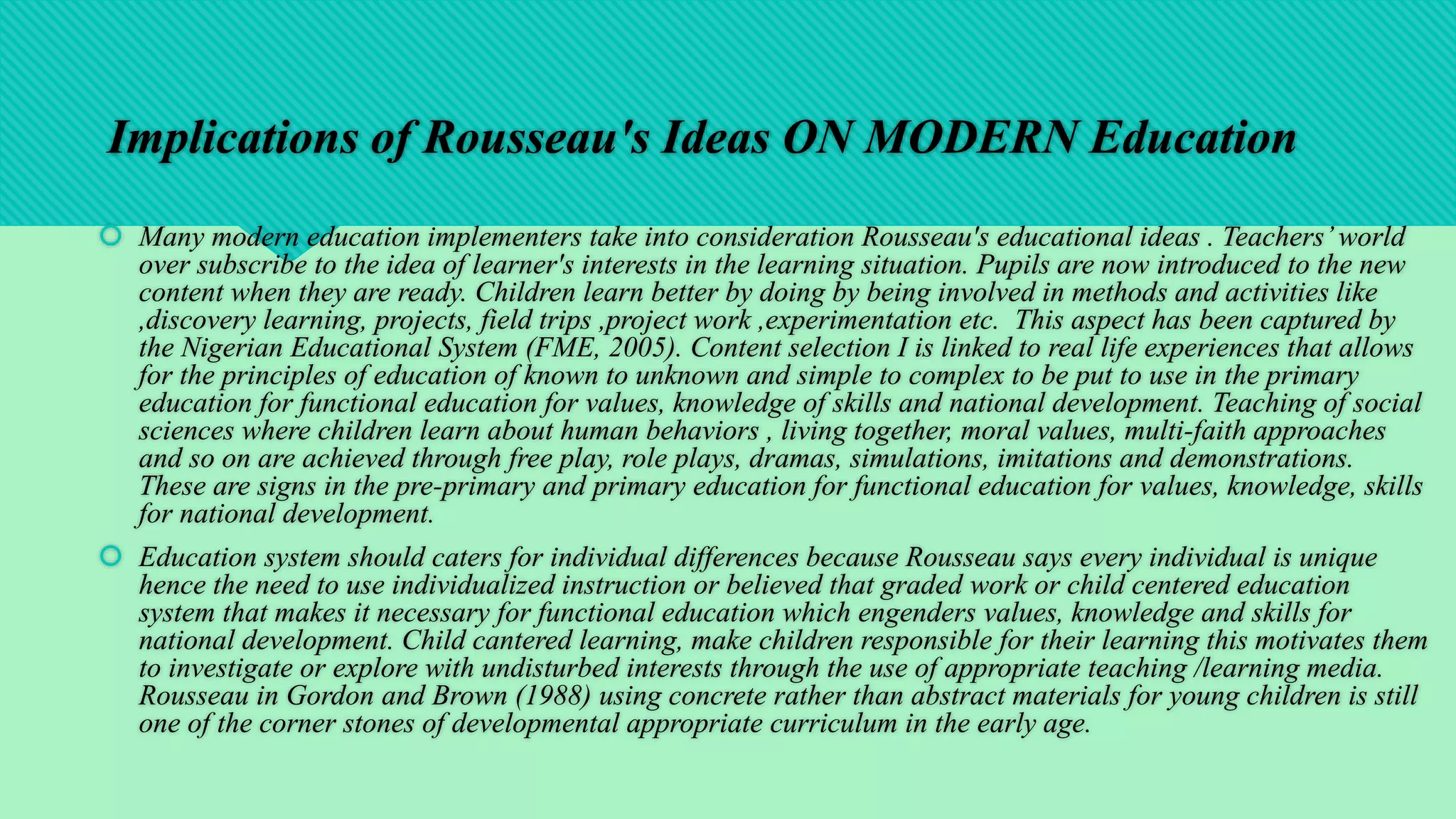 Critical review of the educational idea of Rousseau | PPT