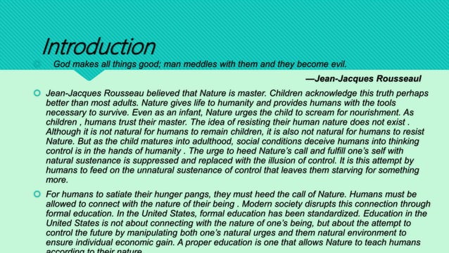 Critical review of the educational idea of Rousseau | PPT