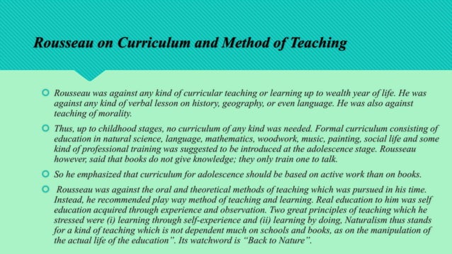 Critical review of the educational idea of Rousseau | PPT