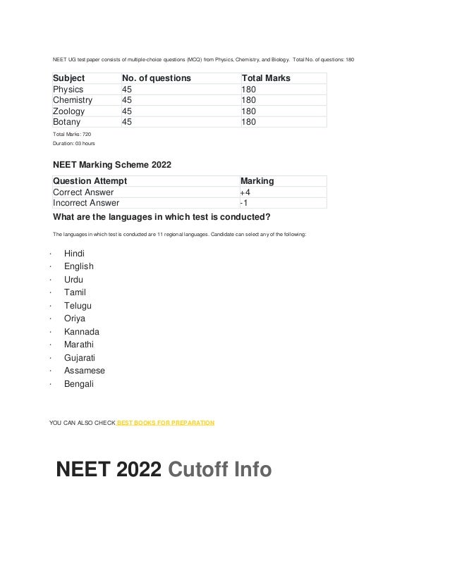 NEET 2022 Exam | PDF