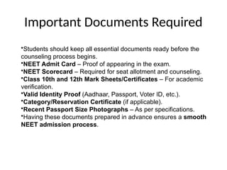 Complete Guide to NEET Admission Process | PPTX
