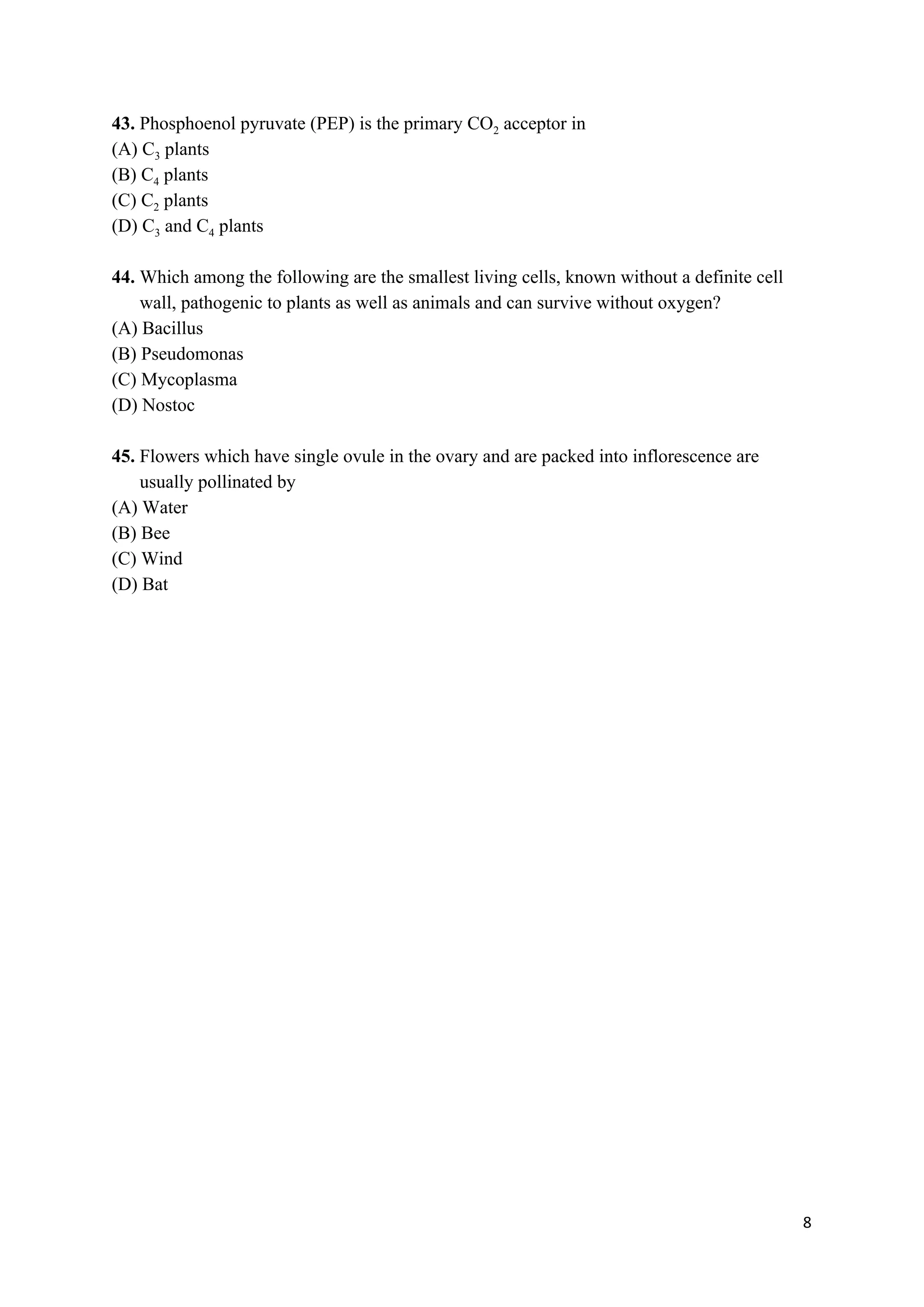 Neet botany question paper | PDF